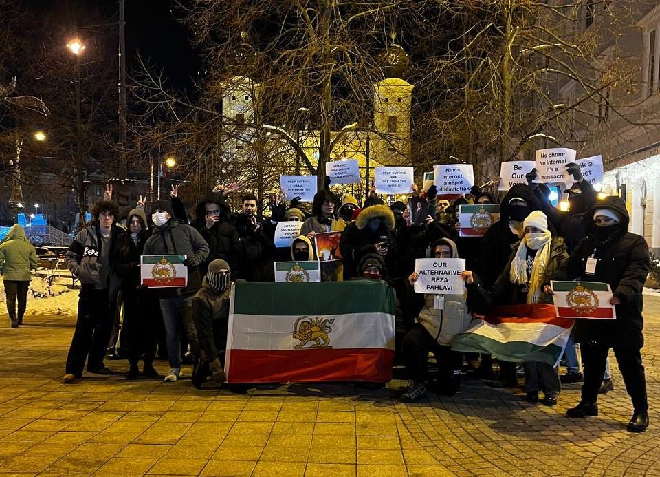 People in Debrecen protested yesterday in support of Iran